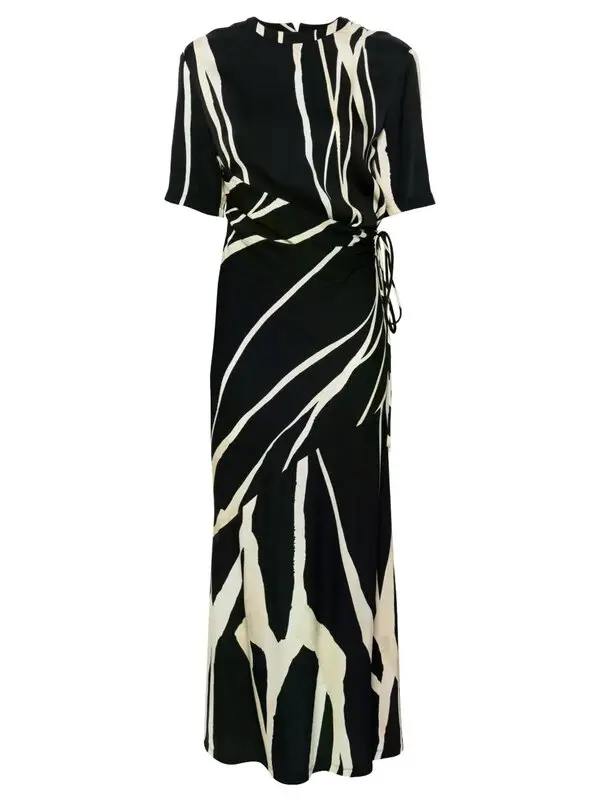 Nanushka Striped Crepe Midi Dress - Black