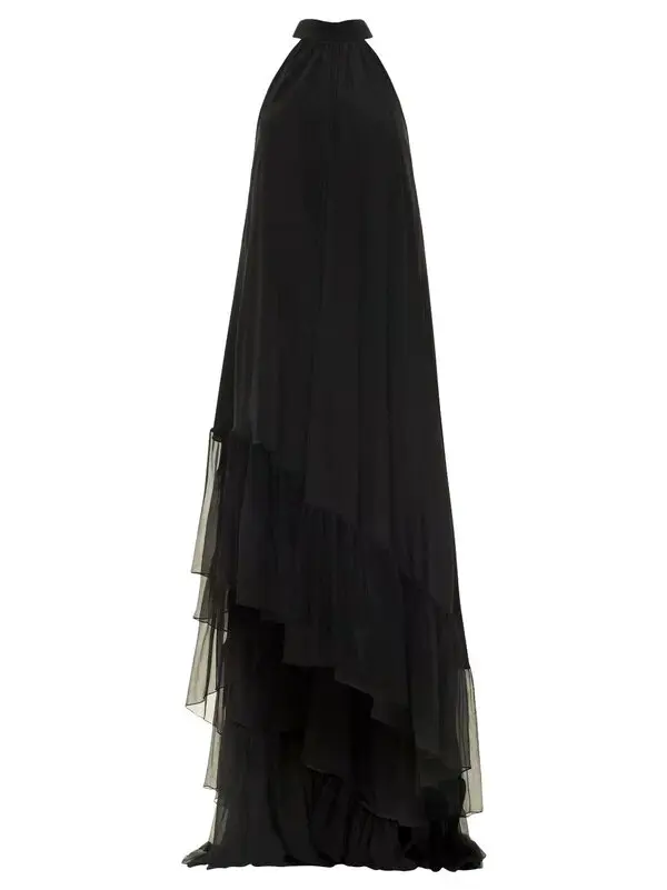 Azeeza Plath Chiffon Gown - Black