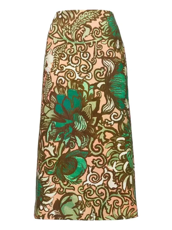 La DoubleJ Floral-print Pencil Skirt - Green