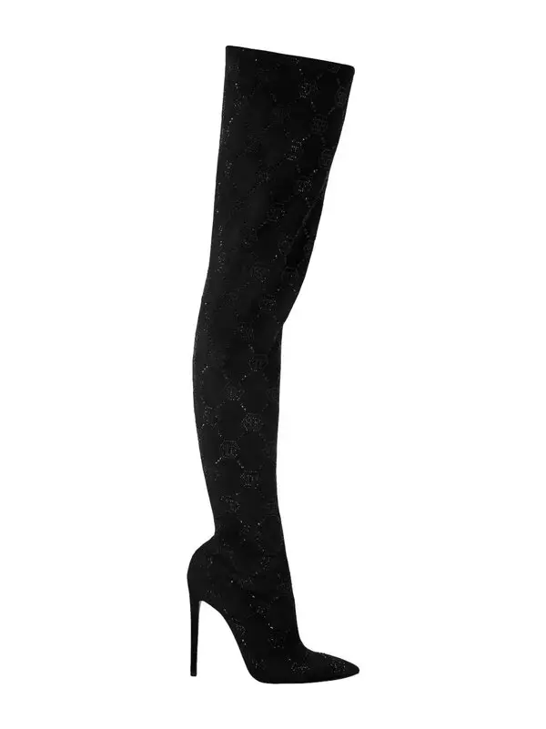 Philipp Plein 120mm Monogram-pattern Boots - Black