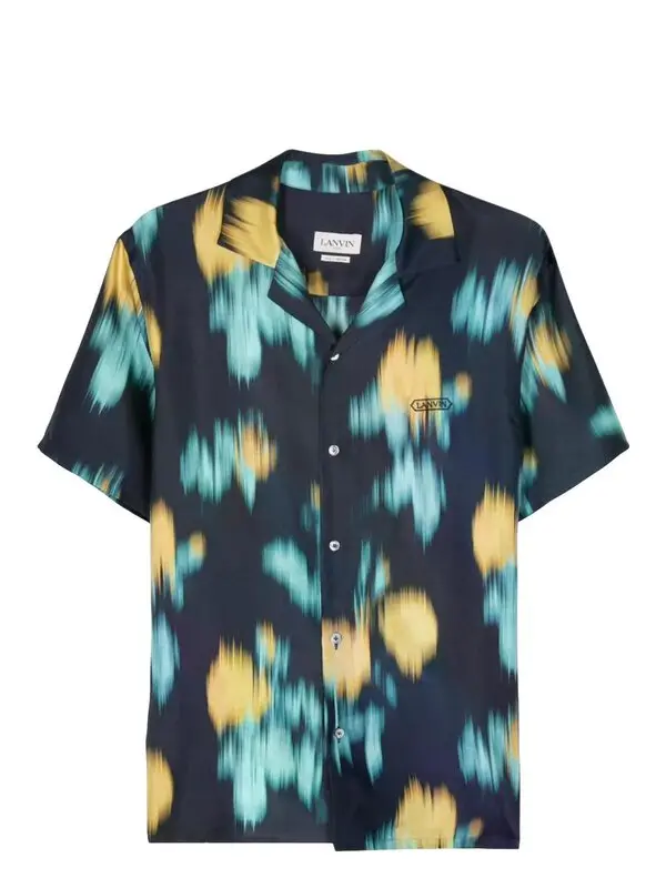 LANVIN Abstract-pattern Silk Shirt - Blue