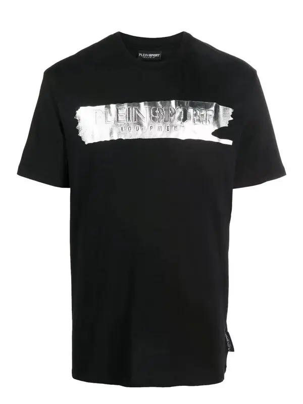 PLEIN SPORT Ss Silver Brush Cotton T-shirt - Black