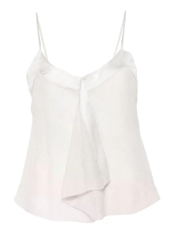 Emporio Armani Ruffled Seersucker Top - Grey
