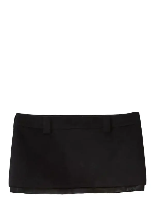 Miu Miu Satin-trim Velour Miniskirt - Black