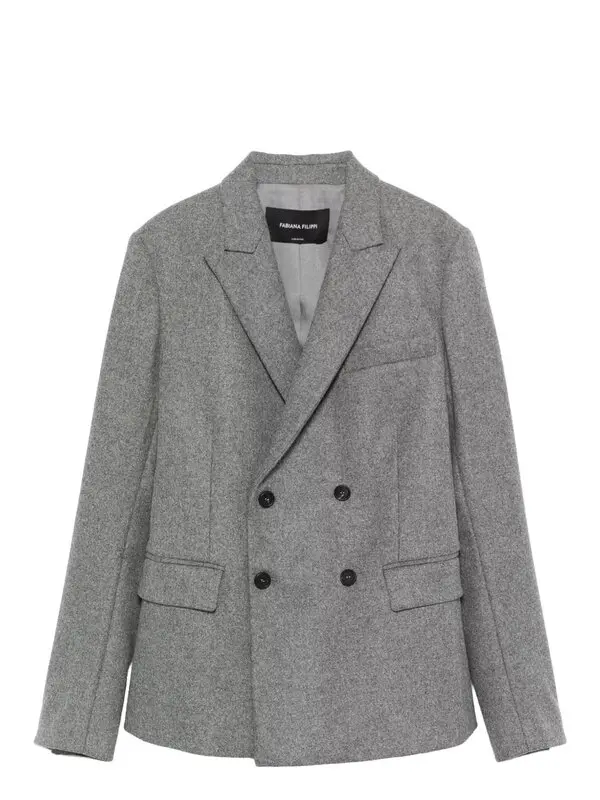 Fabiana Filippi Double-breasted Flannel Blazer - Grey