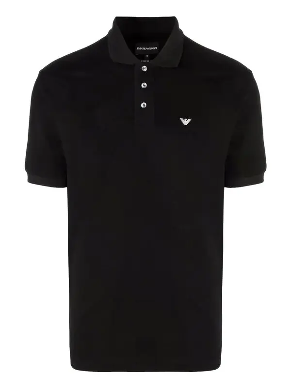 Emporio Armani Logo Detail Polo Shirt - Black