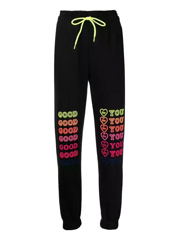 IRENEISGOOD Slogan Drawstring Tracksuit Bottoms - Black