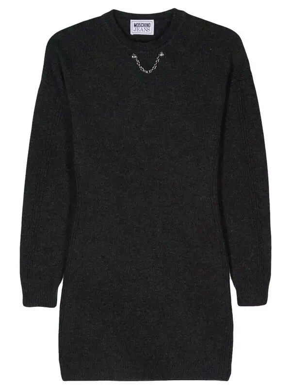 Moschino Chain-embellished Knitted Dress - Grey
