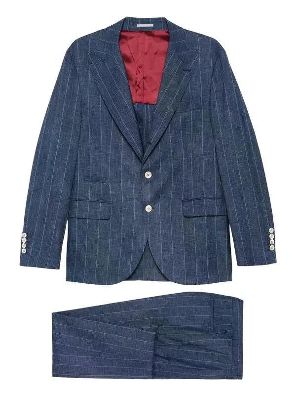 Brunello Cucinelli Striped Suit - Blue
