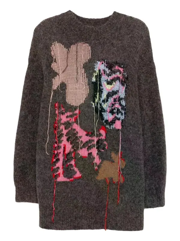 JNBY Floral-intarsia Knitted Dress - Brown