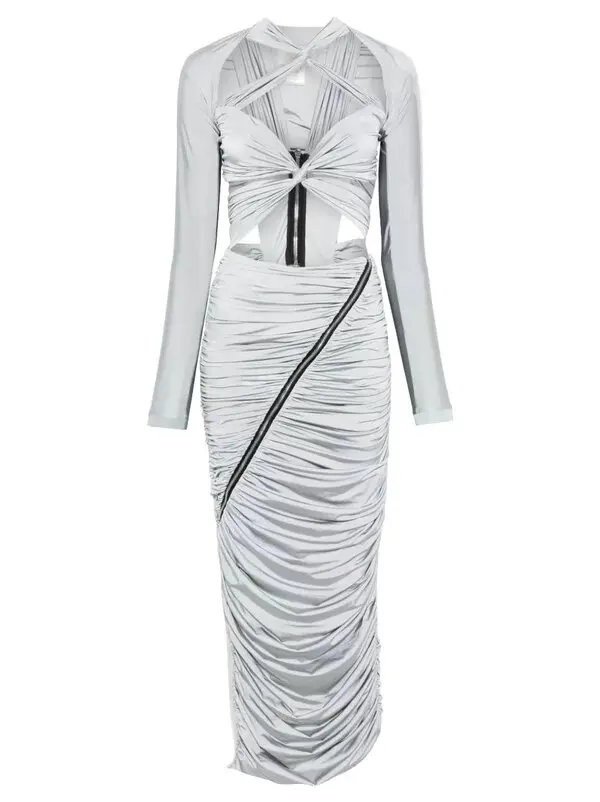 MITILIANE COUTURE Cut-out Detail Draped Maxi Dress - Grey