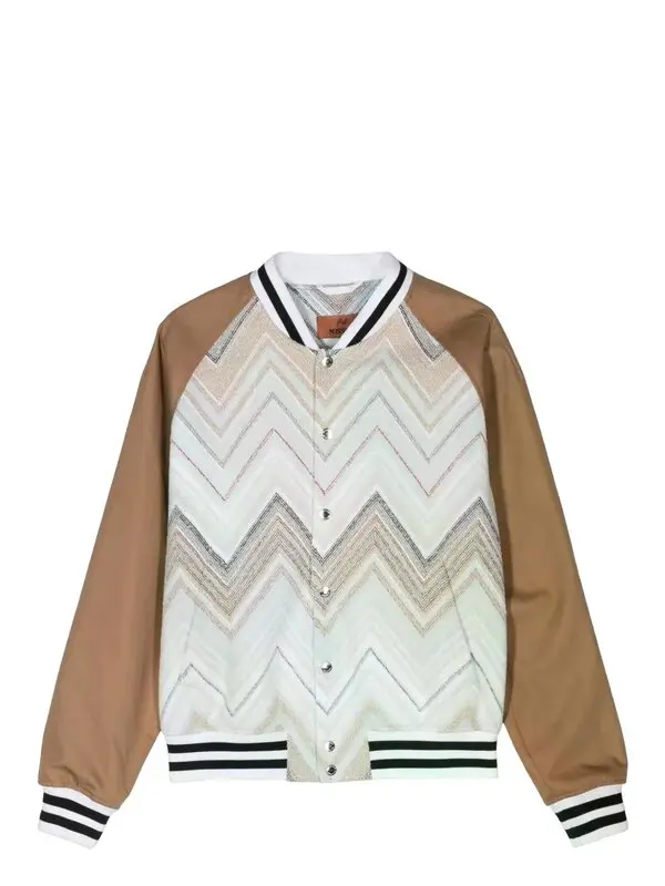 Missoni Chevron-jacquard Towelling Bomber Jacket - Neutrals