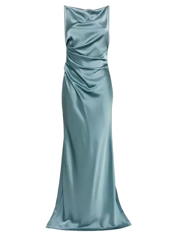 Amsale Spaghetti-strap Low-back Dress - Blue