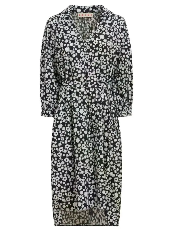 Marni Floral-print Midi Dress - Black