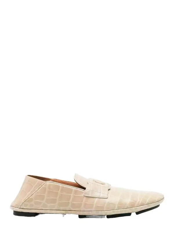 Dolce & Gabbana Crocodile-effect Leather Loafers - Neutrals