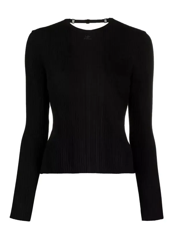 COURREGES Open-back Fine-ribbed Top - Black