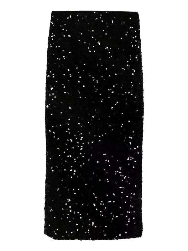 ROTATE BY BIRGER CHRISTENSEN Sequined Midi Skirt - Black