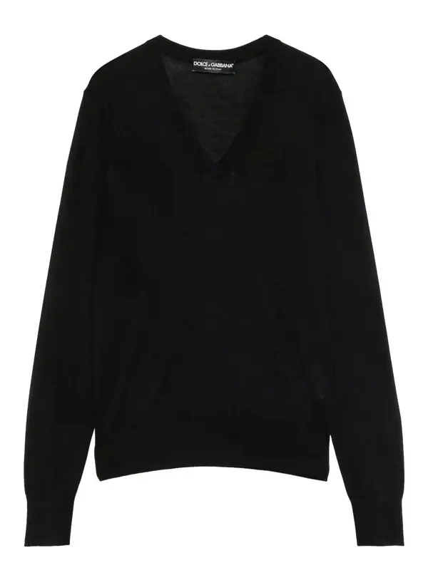 Dolce & Gabbana V-neck Cashmere-silk Blend Sweater - Black