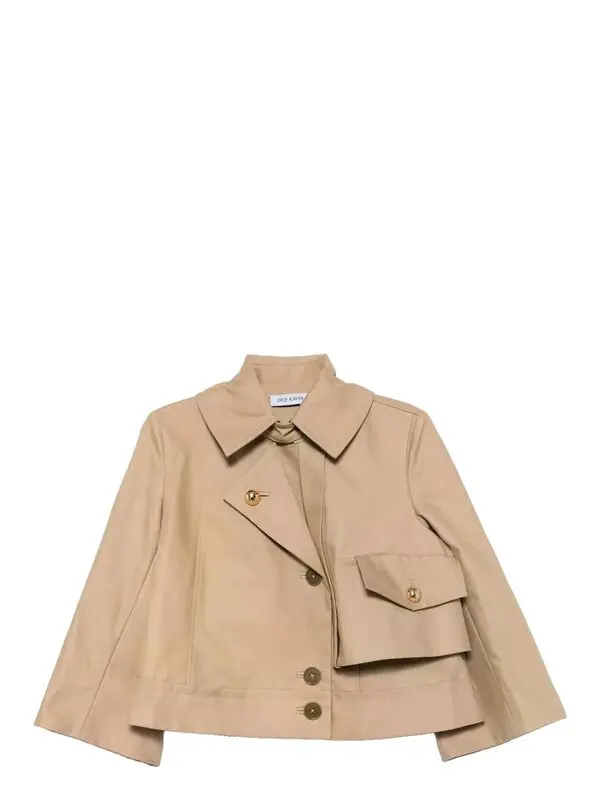 Dice Kayek Pleated Back Cropped Trench Jacket - Neutrals