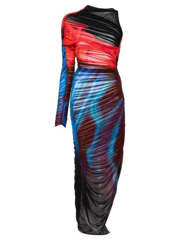 MUGLER Asymmetrical Pierced Dress - Blue