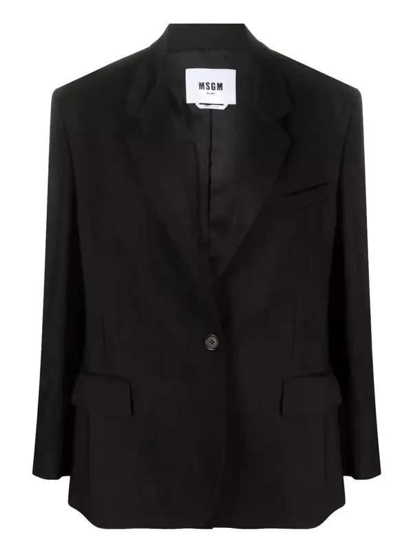 MSGM Notched-lapels Single-breasted Blazer - Black