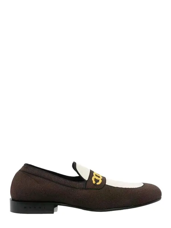 Marni Chain-print Leather Loafers - Brown