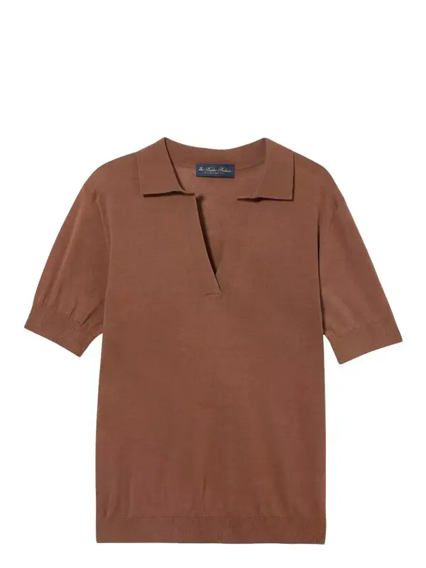 Brooks Brothers Cotton-blend Polo Top - Brown