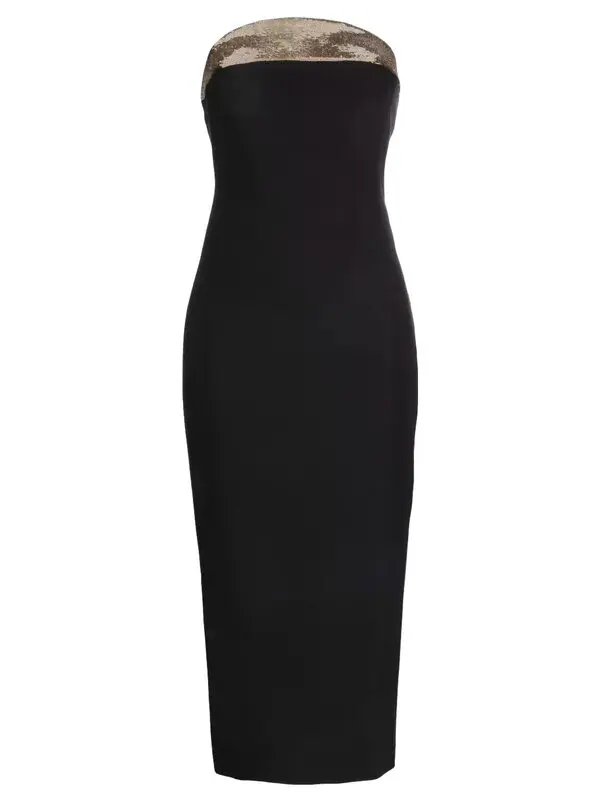 GENNY Sequin-embellished Midi Dress - Black
