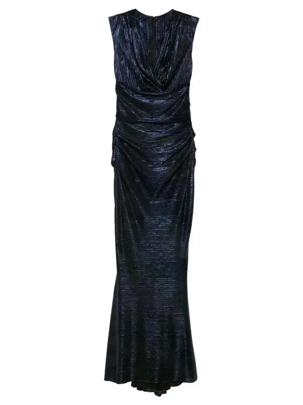 Talbot Runhof Pleated Lurex Gown - Blue