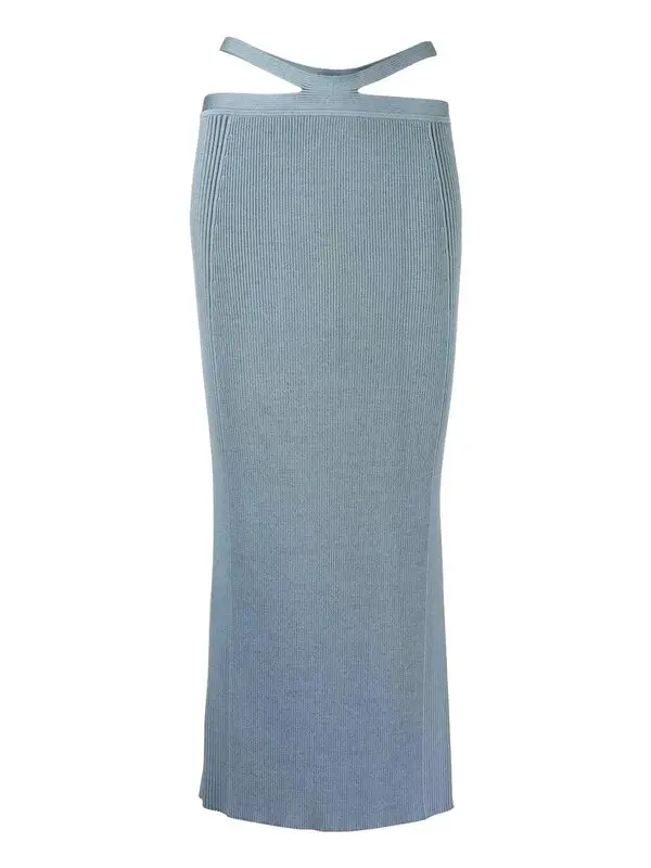 Simkhai Side Ribbed-detail Midi Skirt - Blue