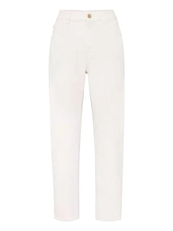 Brunello Cucinelli High-rise Straight-leg Jeans With Monili Chain Detail - Neutrals