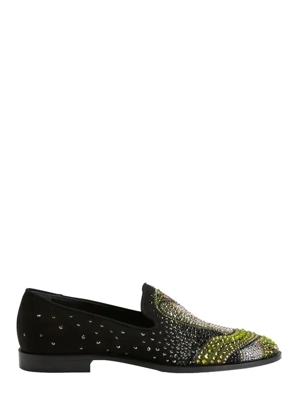 GIUSEPPE ZANOTTI Python Crystal-embellished Loafers - Black