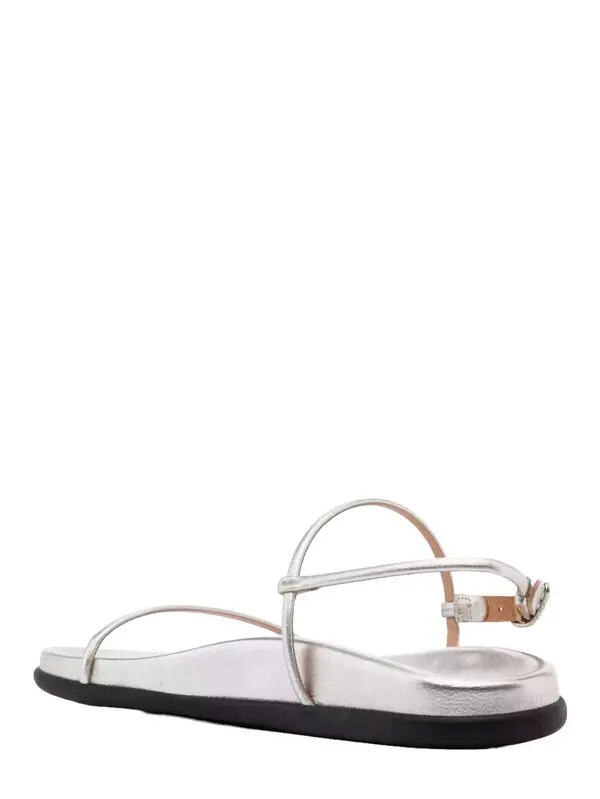 ANCIENT GREEK SANDALS Semystra Leather Flat Sandals - Silver