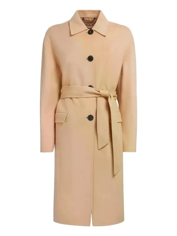 Marni Belted Virgin Wool-cashmere Blend Coat - Brown