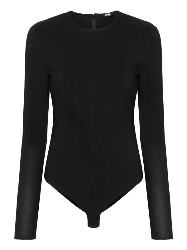 Versace Boned Crepe Bodysuit - Black