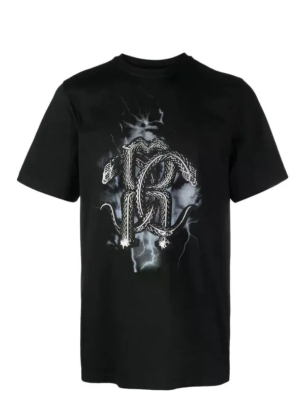 Roberto Cavalli Mirror Snake-print T-shirt - Black