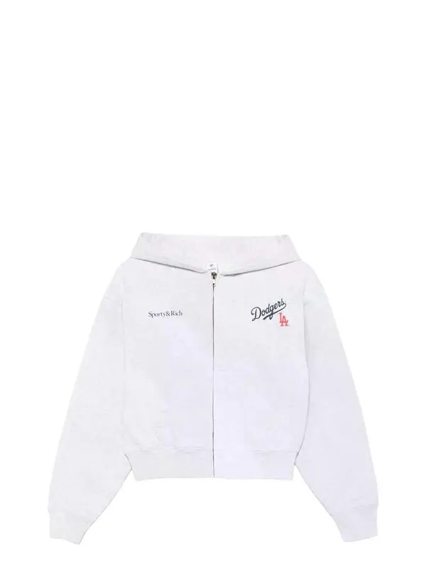 SPORTY & RICH Dodgers Serif Cropped Hoodie - Grey