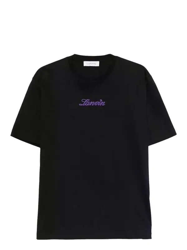 LANVIN Logo-embroidered T-shirt - Black