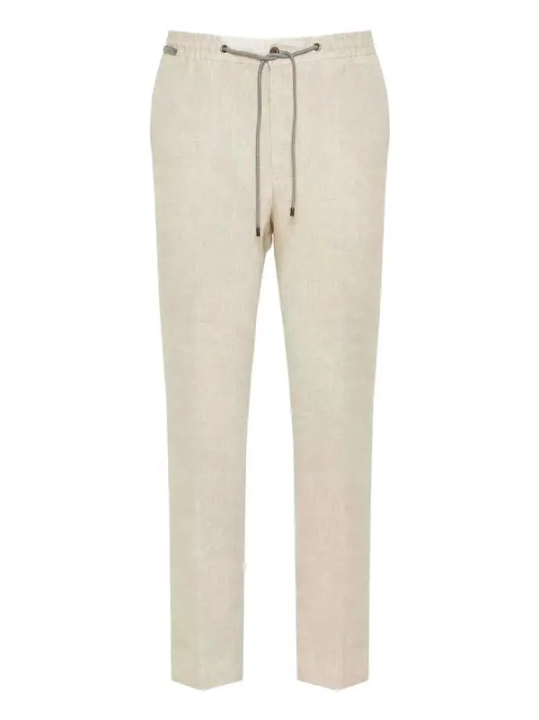 Corneliani Drawstring Linen Trousers - Neutrals