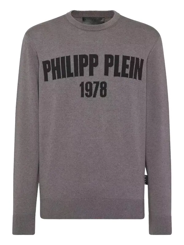 Philipp Plein 1978 Intarsia-knit Logo Sweater - Grey