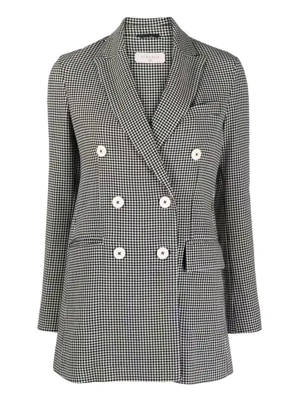 CIRCOLO 1901 Check-print Double-breasted Blazer - Black