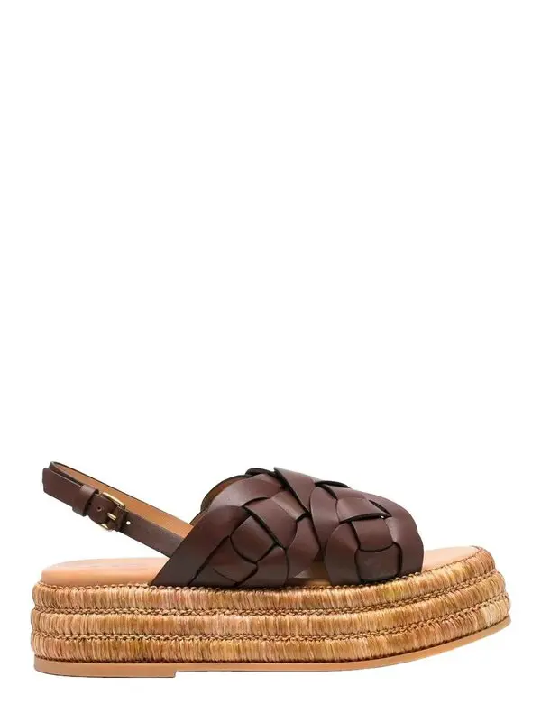 TOD'S Leather Platform Espadrilles - Brown