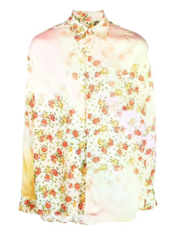 Marni Floral-print Long-sleeve Shirt - Neutrals