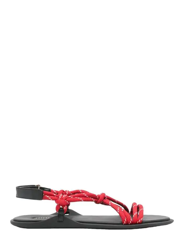 Miu Miu Riviere Cord Leather Sandals - Red