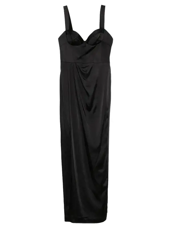 Marchesa Satin Bustier Gown - Black