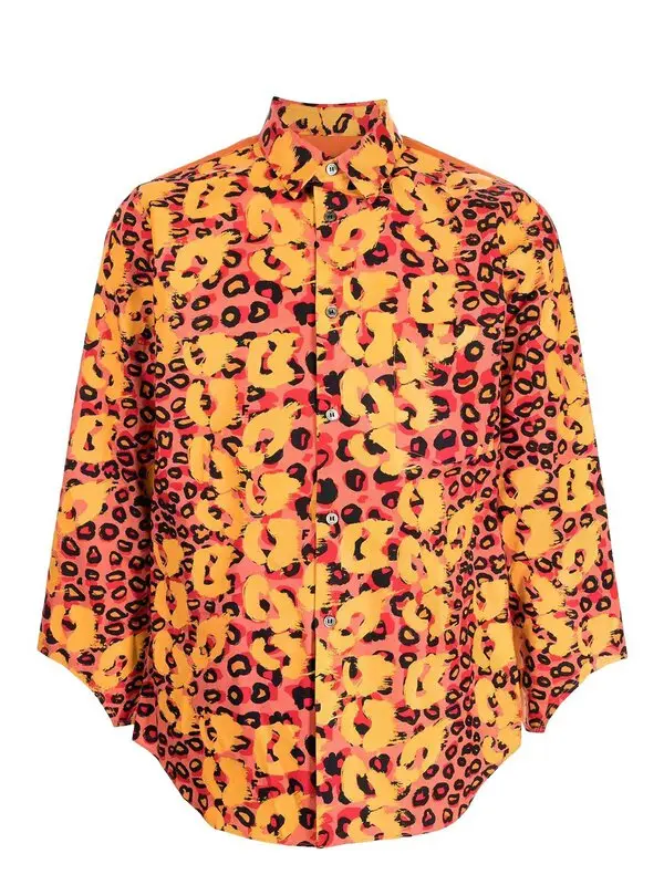 Comme Des Garçons X Filip Pagowski Print Cut-out Cuff Shirt - Red