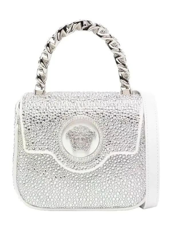 Versace La Medusa Crystal-embellished Mini Bag - Silver