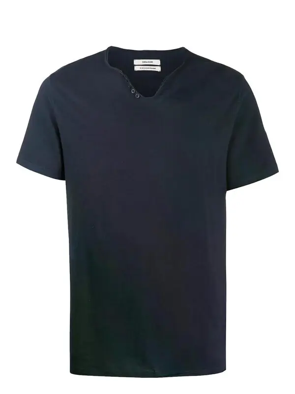 Zadig&Voltaire Monastir Henley-neck T-shirt - Blue