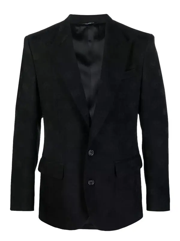 Dolce & Gabbana Logo-jacquard Single-breasted Blazer - Black
