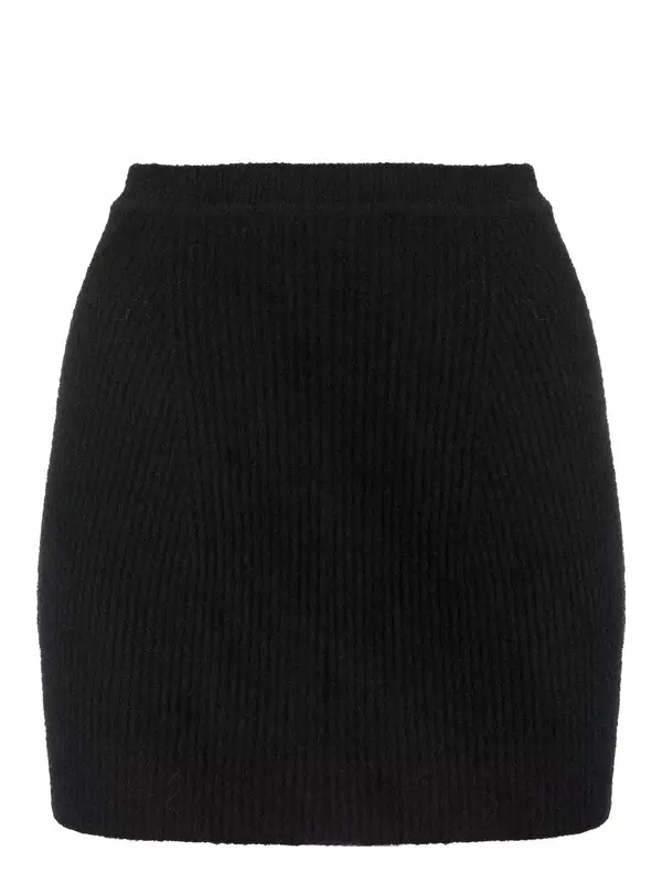 Wardrobe.NYC Ribbed Knit Mini Skirt - Black